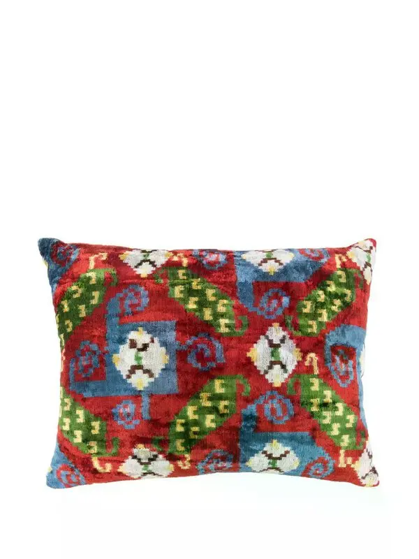 LES-OTTOMANS Silk Velvet Cushion - Red
