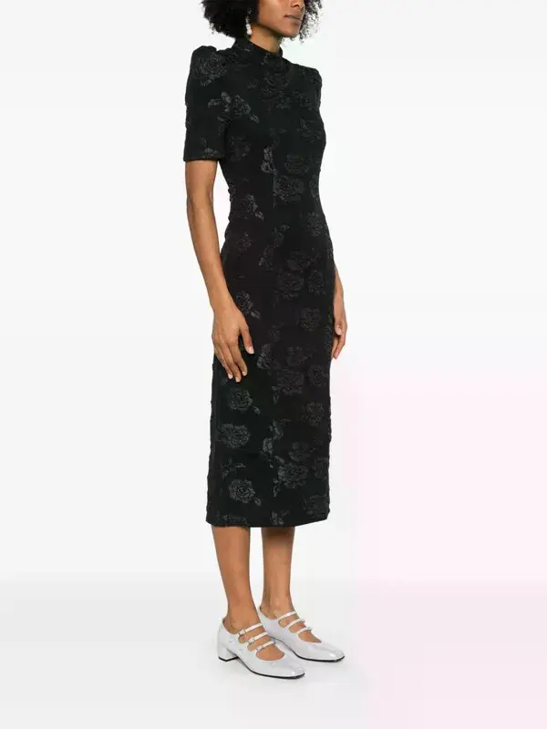 ROTATE BY BIRGER CHRISTENSEN Jacquard Midi Dress - Black