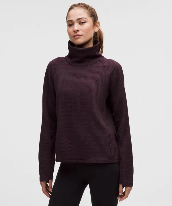 Lululemon Waffle-knit Long-sleeve Shirt - Black Plum