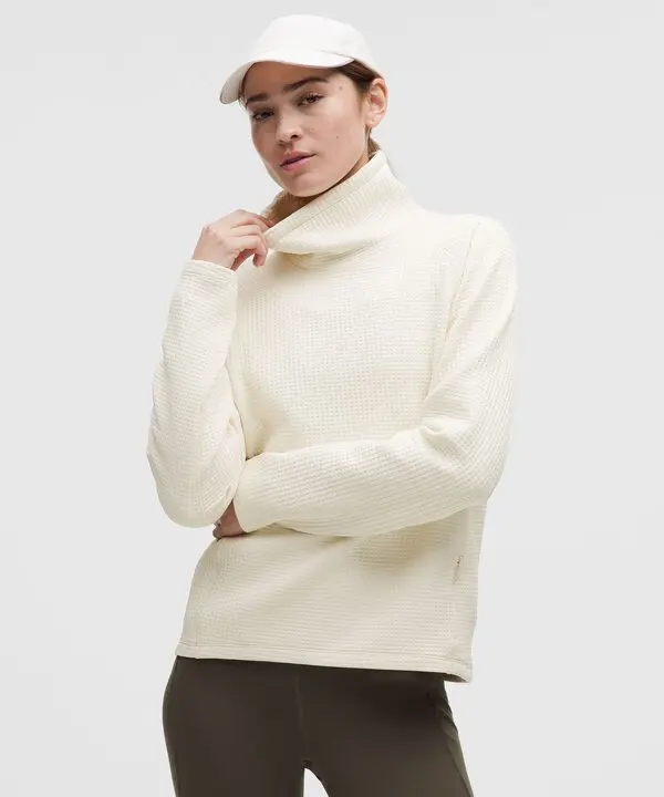 Lululemon Waffle-knit Funnel-neck Long-sleeve Shirt - Light Ivory