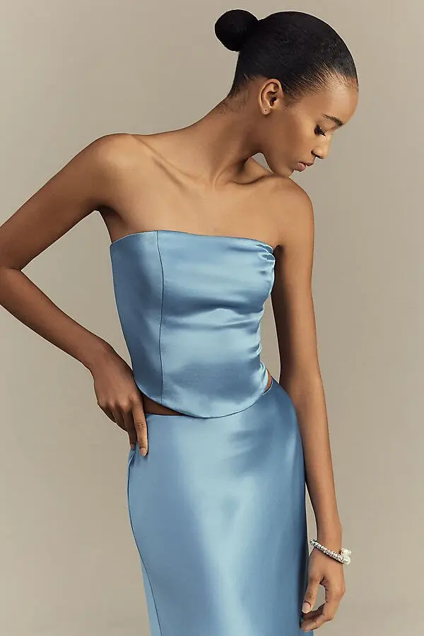 MARE MARE Evie Strapless Satin Set - Blue