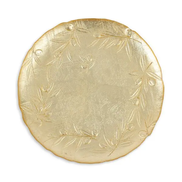 VIETRI Moon Glass Olive Round Platter - Gold