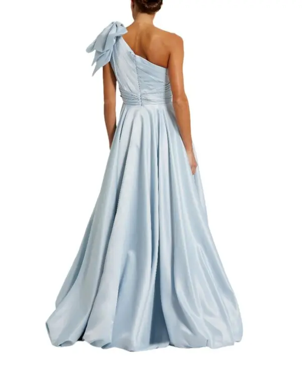 Mac Duggal Satin One-shoulder Gown - Ice Blue