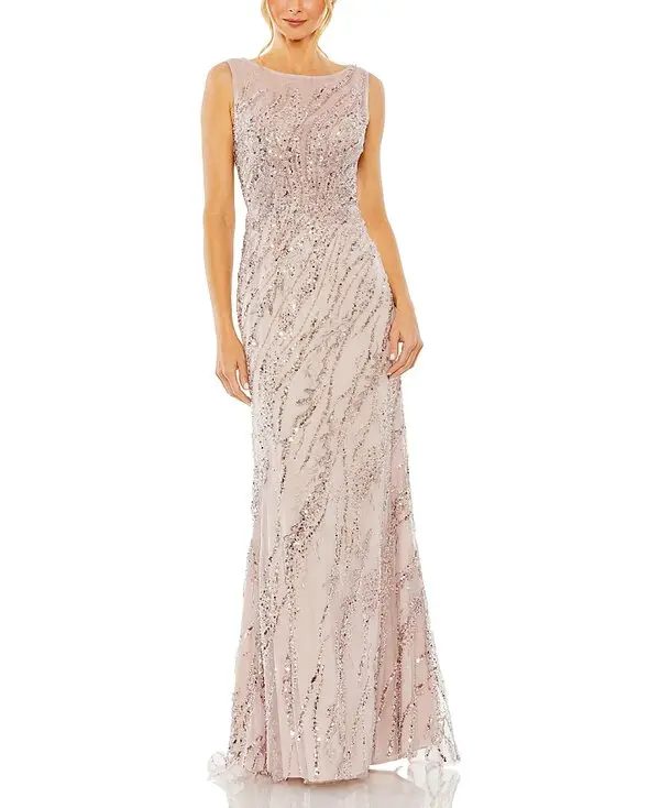 Mac Duggal Sleeveless High Neck Beaded Gown