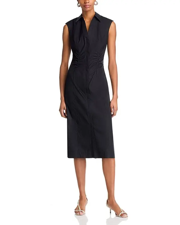 Derek Lam 10 Crosby Nera Ruched Button Down Dress - Black