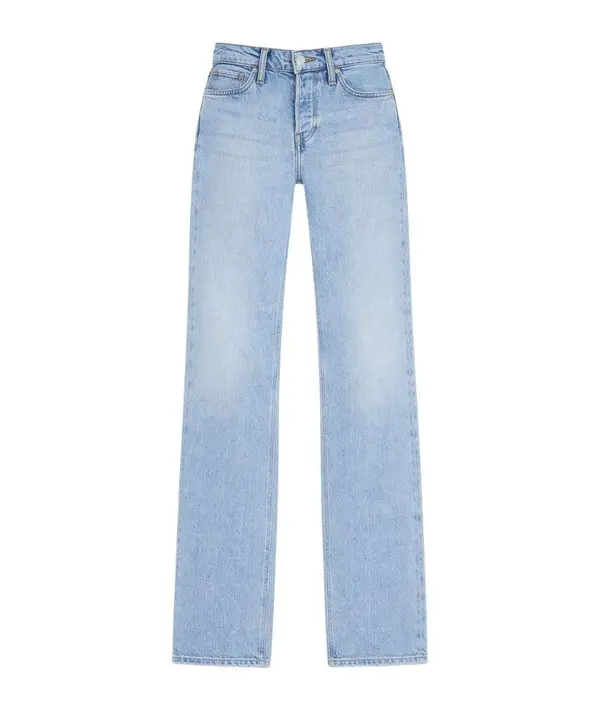 RE/DONE Mid Rise Wide Leg Jeans - Mid S