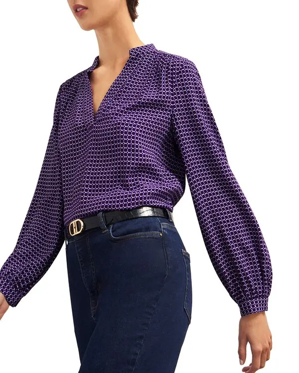 HOBBS LONDON Mila Printed Blouse - Purple Multi