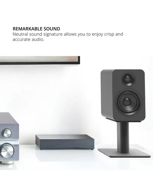 KANTO Yup4 Passive Bookshelf Speakers With 1" Silk Dome Tweeter & 4" Kevlar Woofer Pair - Black Yup