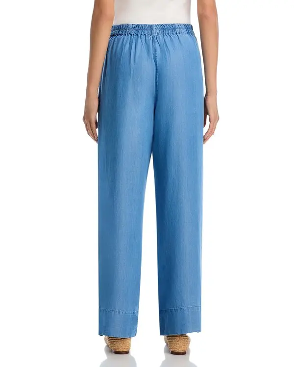 Aqua Chambray Wide Leg Pants