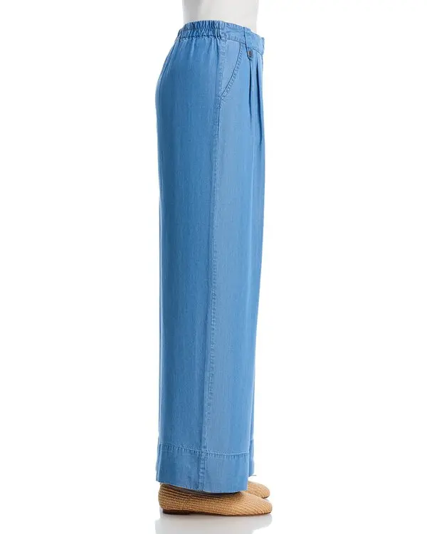 Aqua Chambray Wide Leg Pants