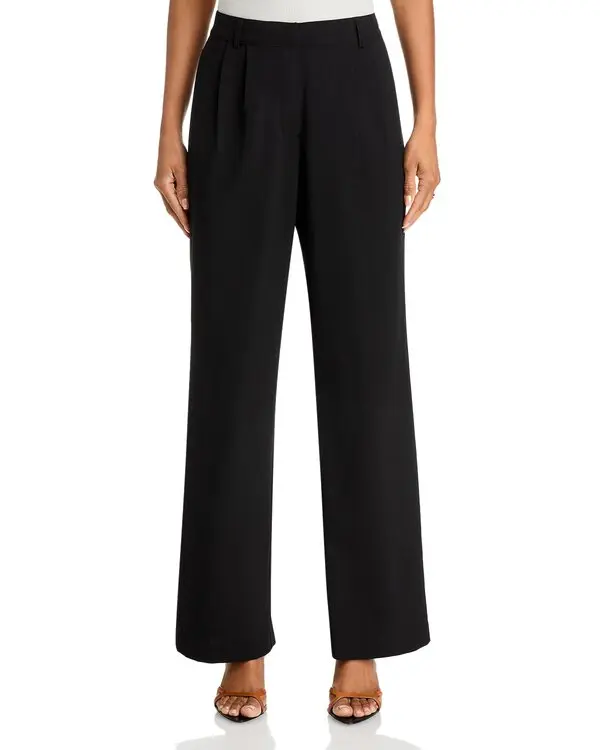 Aqua Pleated Wide-leg Trousers