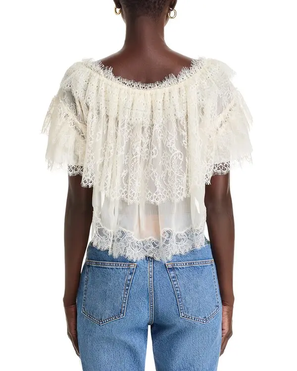 LoveShackFancy Vienne Lace Top - Ivory