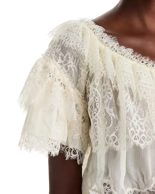 LoveShackFancy Vienne Lace Top - Ivory