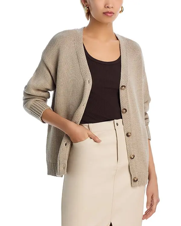 Aqua V-neck Buttoned Cardigan - Cuban Sand