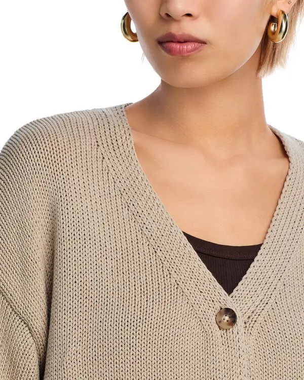 Aqua V-neck Buttoned Cardigan - Cuban Sand