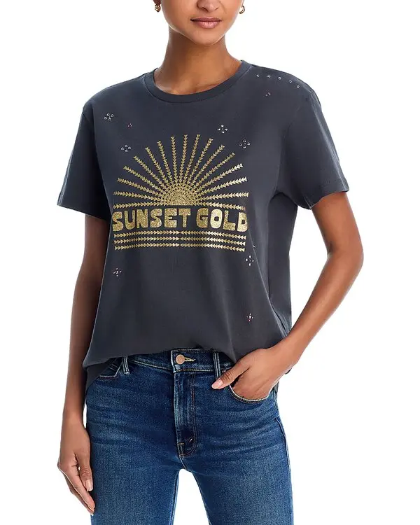 MOTHER The Rowdy Embellished Tee - Sunset Gold