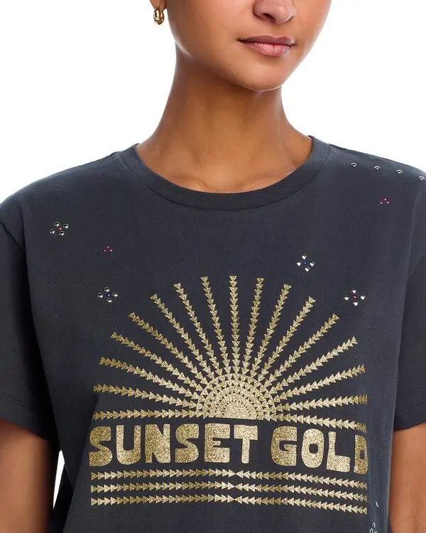 MOTHER The Rowdy Embellished Tee - Sunset Gold