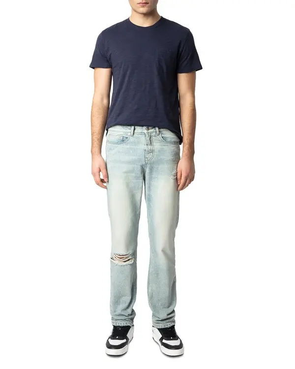 Zadig&Voltaire John Distressed Straight Fit Jeans - Light Blue