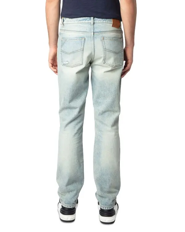 Zadig&Voltaire John Distressed Straight Fit Jeans - Light Blue