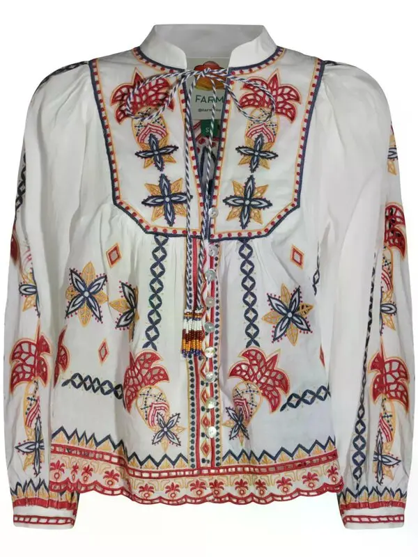 Farm Rio Embroidered Blouse - White