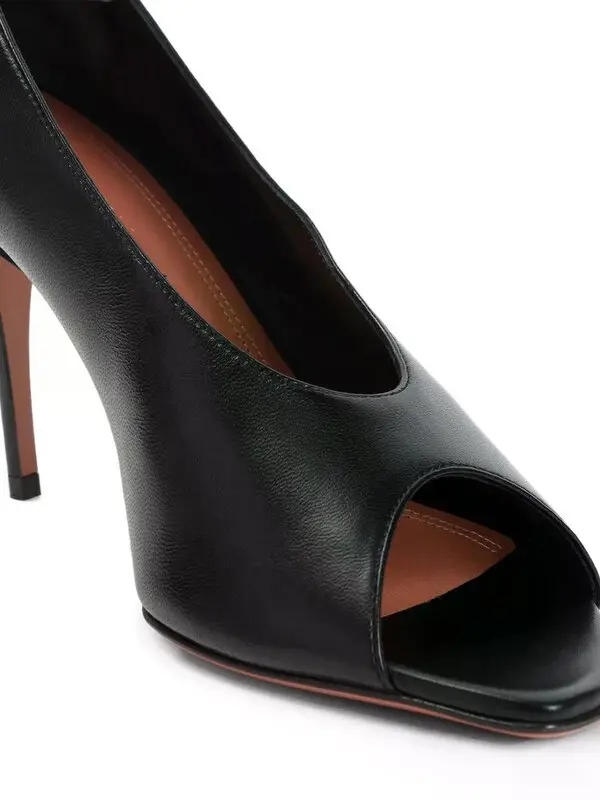 Amina Muaddi Leather Sandals - Black