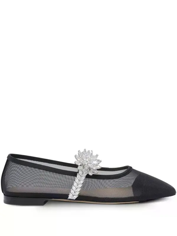 Mach & Mach Lotus Flower Ballet Flats - Black
