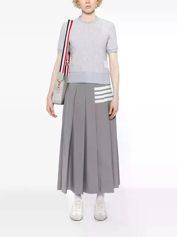 Thom Browne 4-bar Pleated Midi Skirt