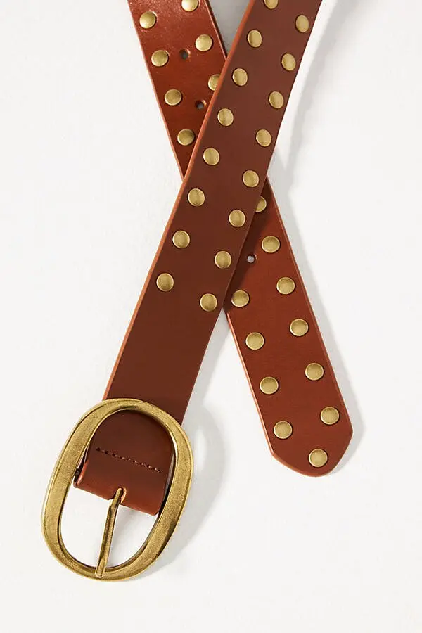 Anthropologie Studded Oval Buckle Belt In Brown - 43% Off  display picture 1