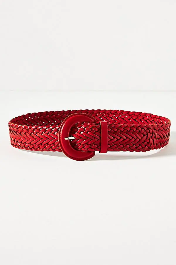 Anthropologie Leather Woven Belt In Red - 49% Off | Editorialist display picture 3
