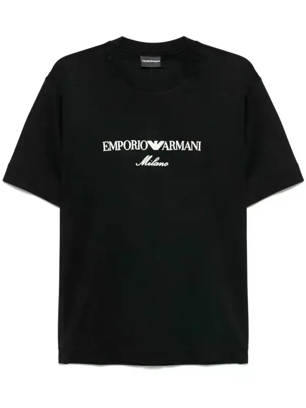 Emporio Armani Logo-embroidered T-shirt - Black