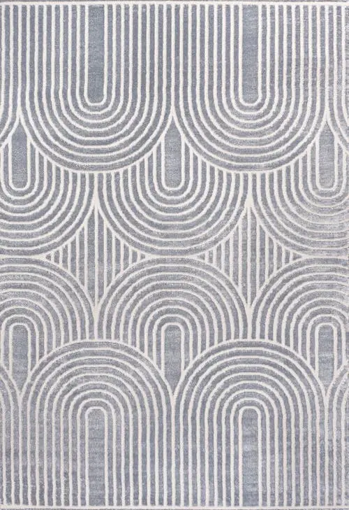 JONATHAN Y Ariana Midcentury Art Deco Striped Arches Two-tone High-low Area Rug - Blue/white