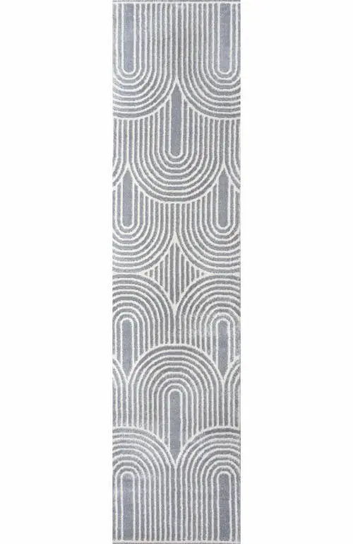 JONATHAN Y Ariana Midcentury Art Deco Striped Arches Two-tone High-low Area Rug - Blue/white