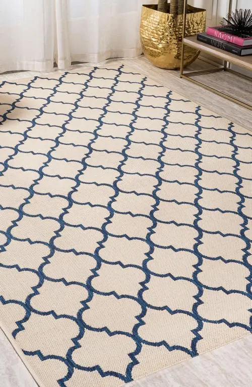 JONATHAN Y Galon Filigree Indoor/outdoor Area Rug - Beige/navy