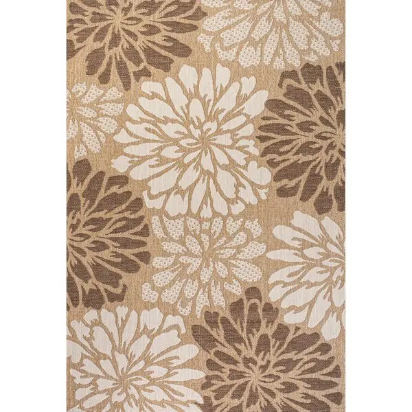 JONATHAN Y Zinnia Modern Floral Textured Weave Indoor/outdoor Area Rug - Brown/cream