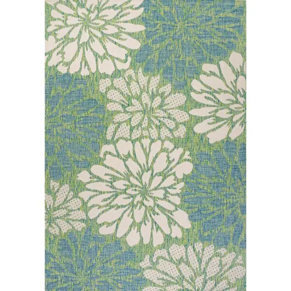 JONATHAN Y Zinnia Modern Floral Textured Weave Indoor/outdoor Area Rug - Cream/green