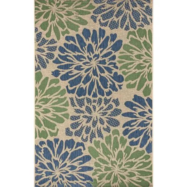 JONATHAN Y Zinnia Modern Floral Textured Weave Indoor/outdoor Area Rug - Navy/green