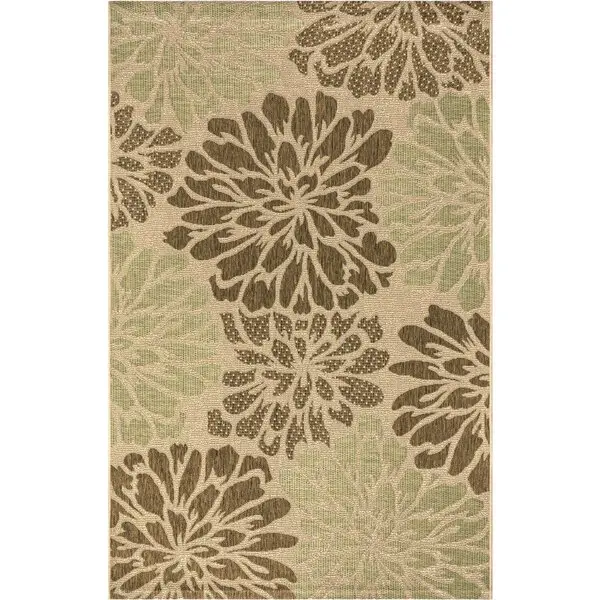 JONATHAN Y Zinnia Modern Floral Textured Weave Indoor/outdoor Area Rug - Sage/brown
