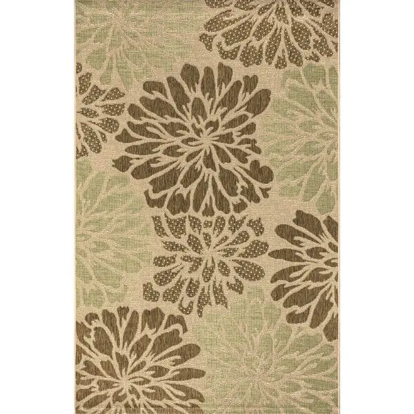 JONATHAN Y Zinnia Modern Floral Textured Weave Indoor/outdoor Area Rug - Sage/brown