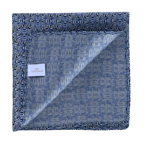 Trafalgar Benito's Blue Basketweave Patterned Silk Pocket Square