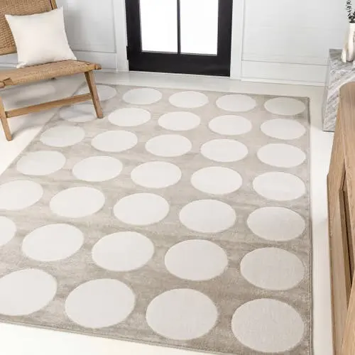 JONATHAN Y Adrian Modern Geometric Circle Dot High-low Area Rug - Beige/cream