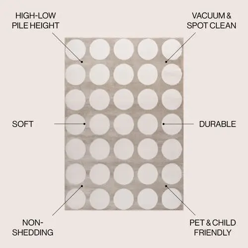 JONATHAN Y Adrian Modern Geometric Circle Dot High-low Area Rug - Beige/cream