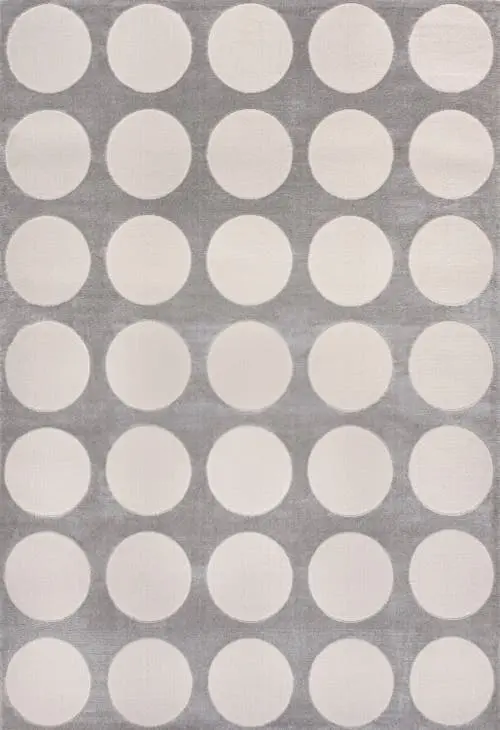 JONATHAN Y Adrian Modern Geometric Circle Dot High-low Area Rug - Light Gray/cream