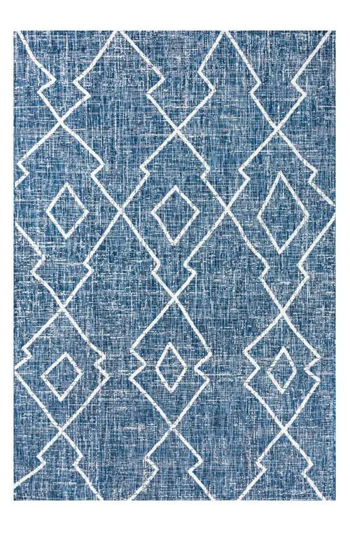 JONATHAN Y Carwa Diamond Trellis Indoor/outdoor Area Rug - Blue/ivory