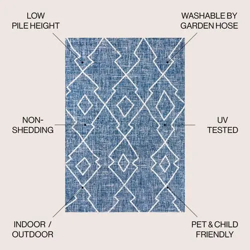 JONATHAN Y Carwa Diamond Trellis Indoor/outdoor Area Rug - Blue/ivory