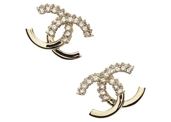 Chanel Metal Strass Stud Earrings Ab9451 - Gold/crystal