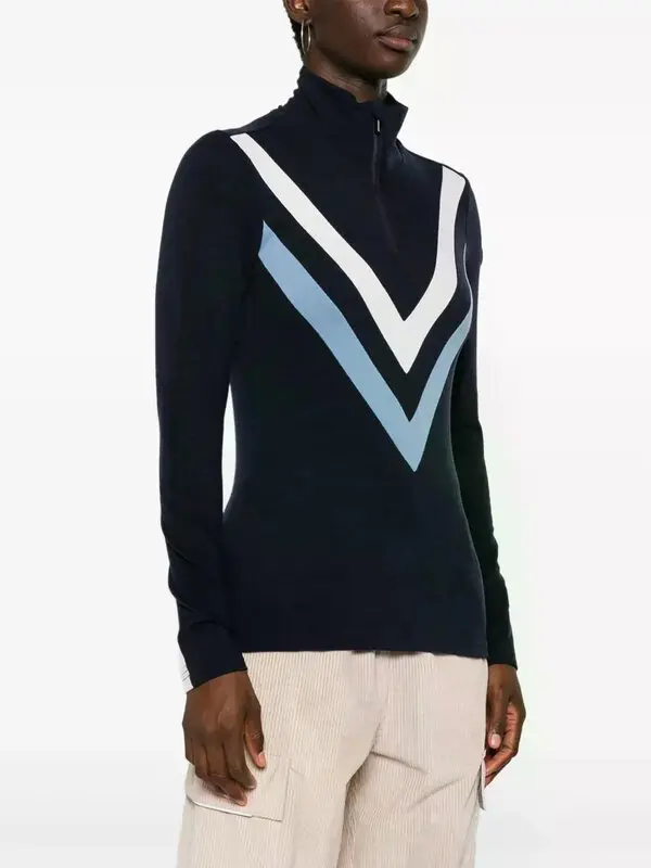 WE NORWEGIANS Voss Chevron Zip-up Sweater - Blue