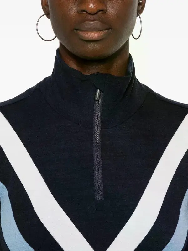 WE NORWEGIANS Voss Chevron Zip-up Sweater - Blue