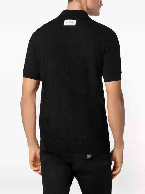 Philipp Plein Monogram-jacquard Polo Shirt - Black