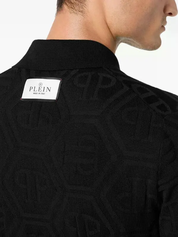 Philipp Plein Monogram-jacquard Polo Shirt - Black