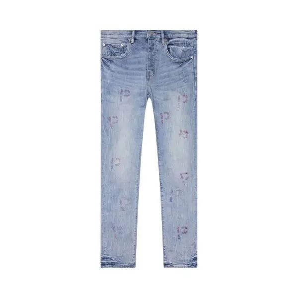 PURPLE BRAND Embroidery Punch P Plaid Jeans
